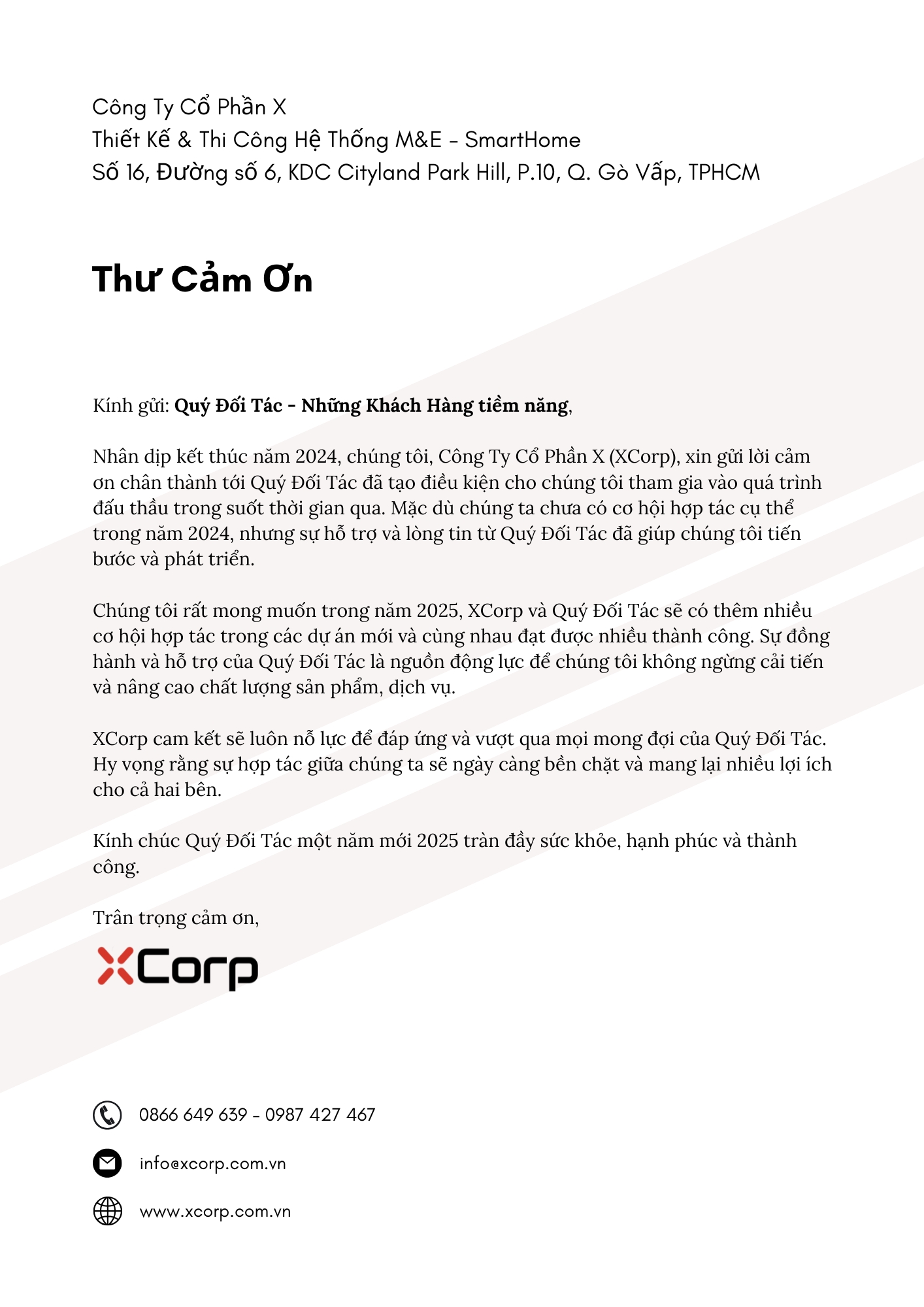 XCorp Gửi Lời Cảm ơn Quý Khách Hàng Và Quý Đối Tác - Những Khách Hàng ...